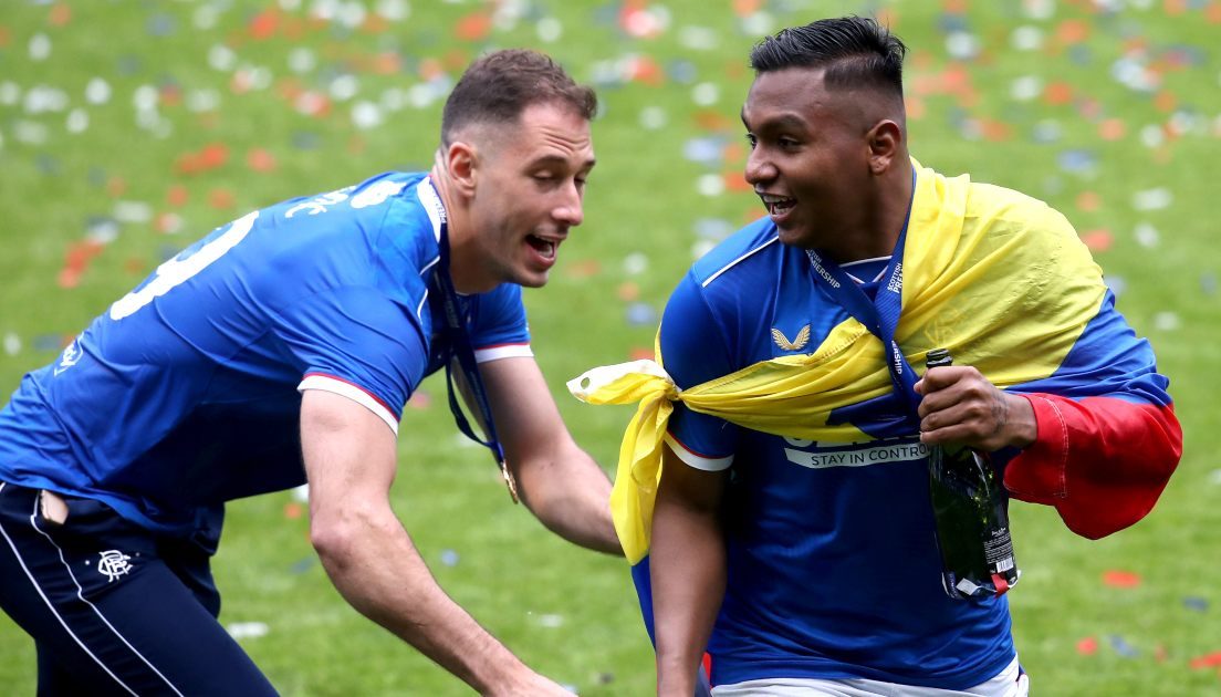 Watch: Morelos soaks Gerrard with champagne after Rangers lift trophy ...
