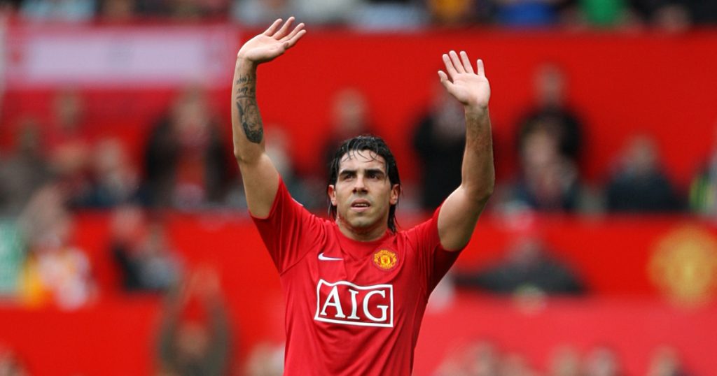 Carlos Tevez waves to Manchester United fans after their match with ...