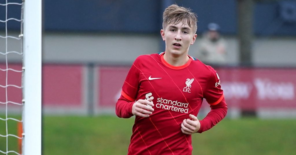 Liverpool academy striker Max Woltman celebrating, Kirkby, November 24 ...