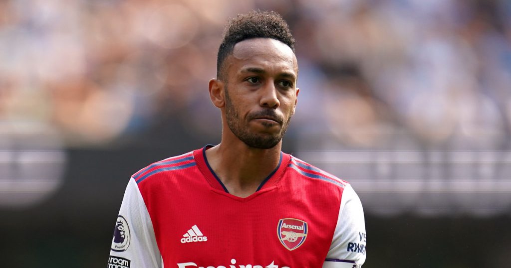 Pierre-Emerick Aubameyang playing for Arsenal during their 5-0 Premier ...