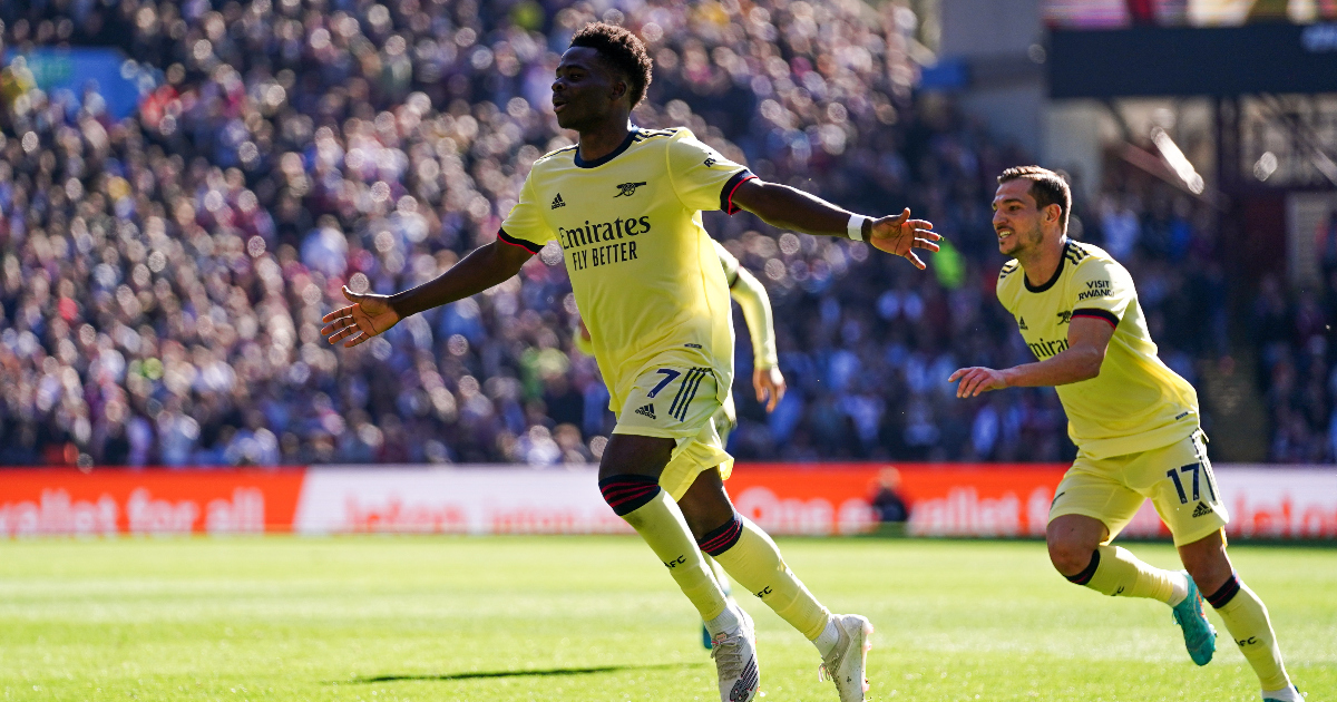 Watch: Bukayo Saka's attempted flip celebration for Arsenal opener