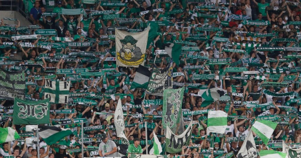 Saint Etienne fans during their match against Lille at Geoffroy ...