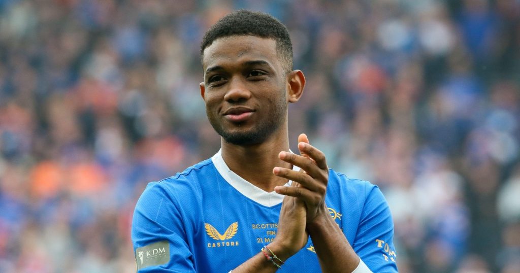 Amad Diallo claps the Rangers fan after winning the Scottish Cup final ...