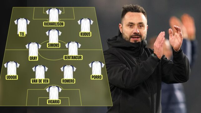 How will Tottenham line up in Roberto De Zerbi's favoured 4-2-3-1?